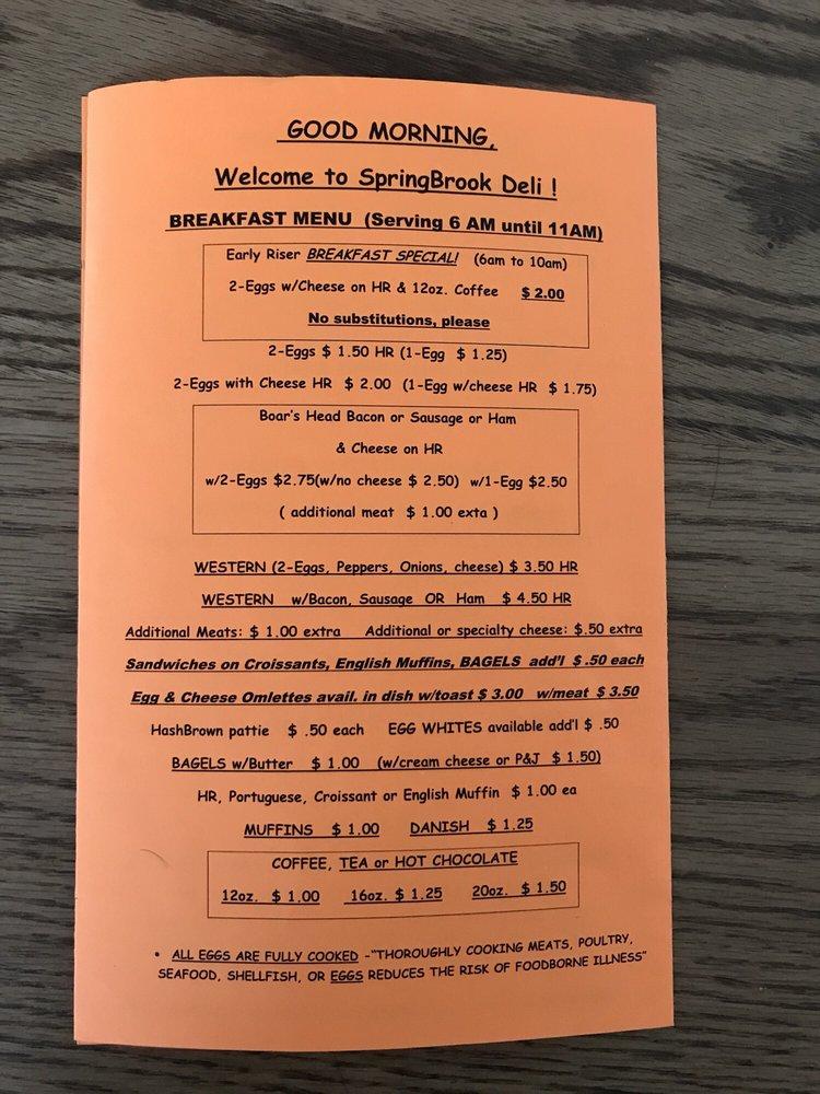Menu at Springbrook Deli, Orange