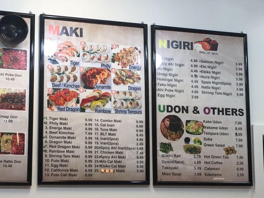 Menu at Sushiman restaurant, Pearl City