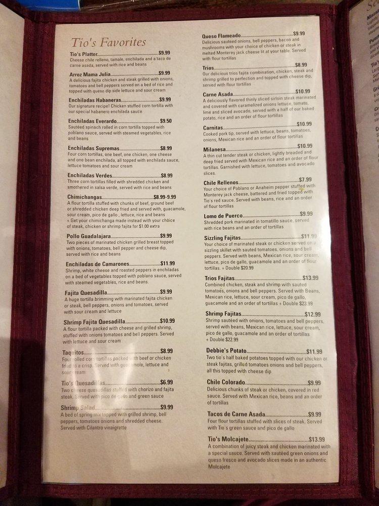 Menu at Tios Bar & Grill, Poplar Bluff