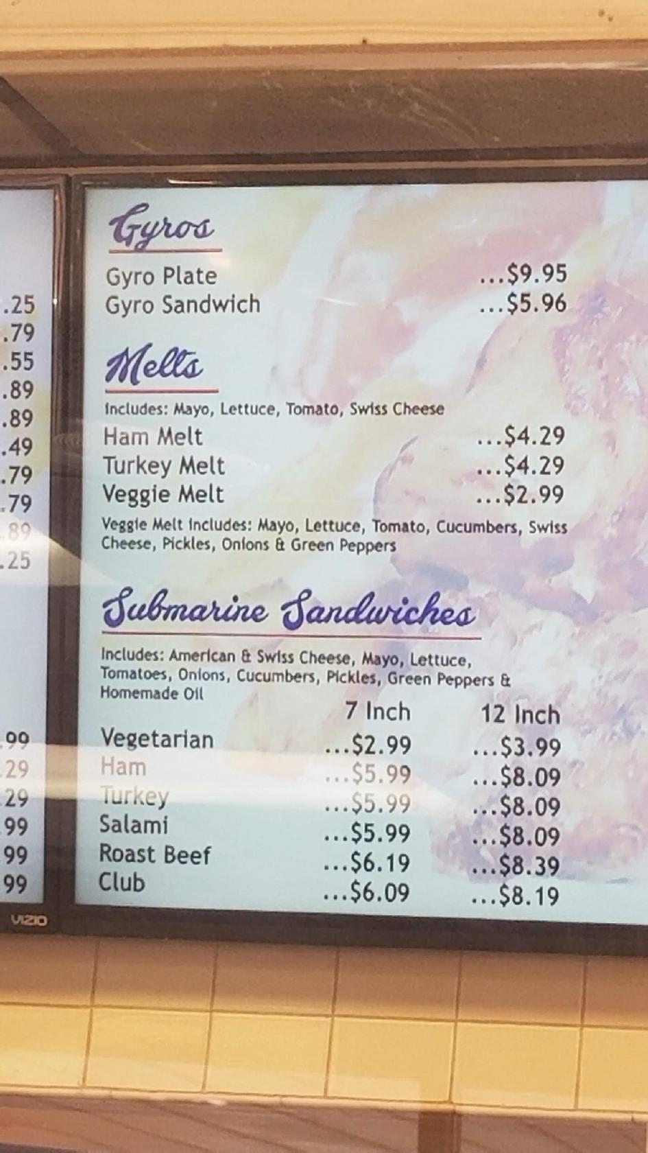 Menu at AJ's Hot Dogs, Subs & Gyros restaurant, New Lenox