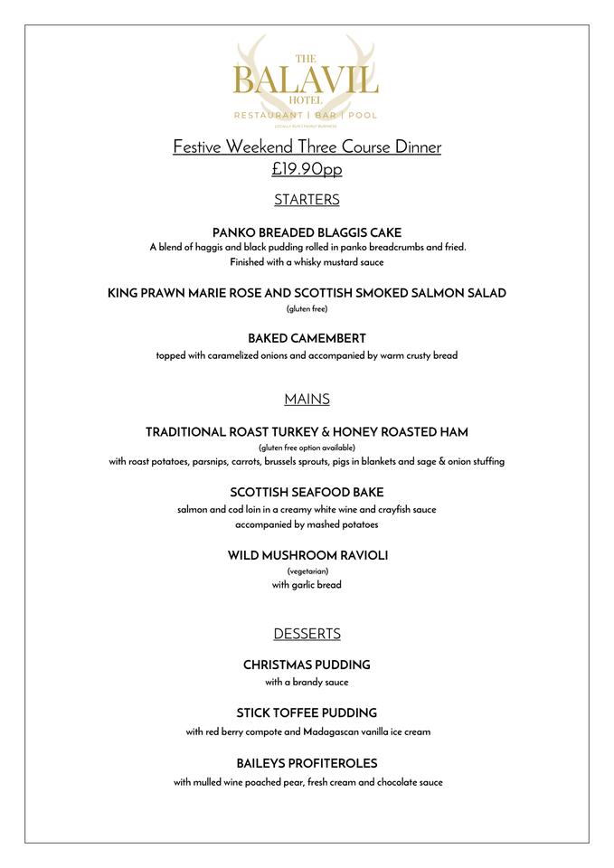 Menu at Balavil Hotel pub & bar, Newtonmore