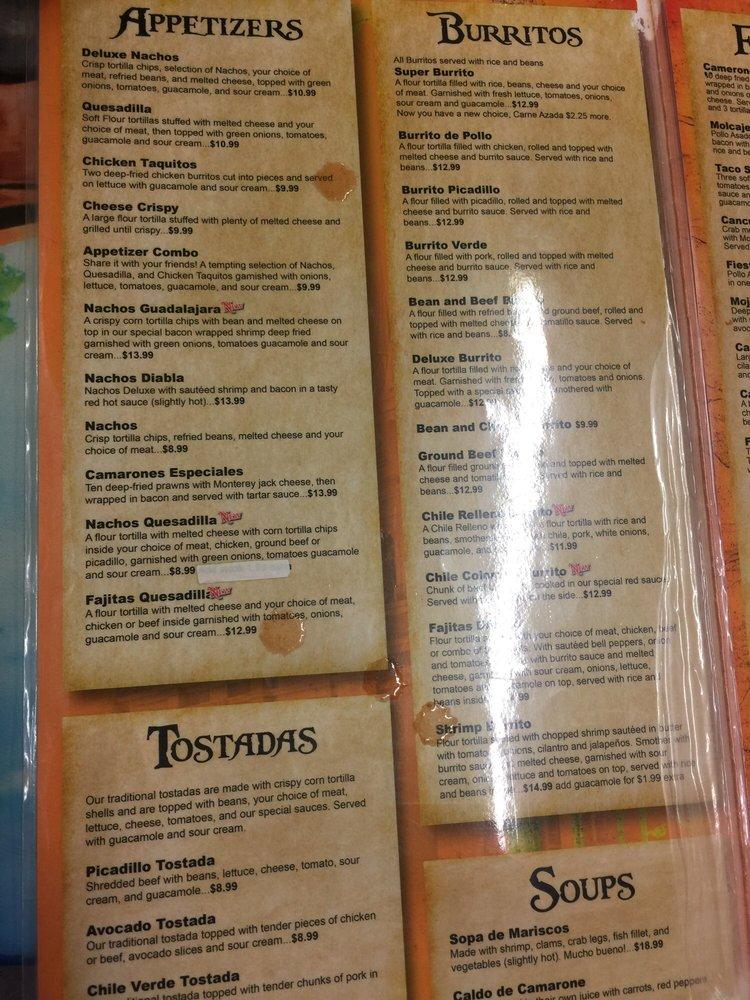 Menu at Fiesta Guadalajara Mexican Restaurant, Lyman, 971 WY-414