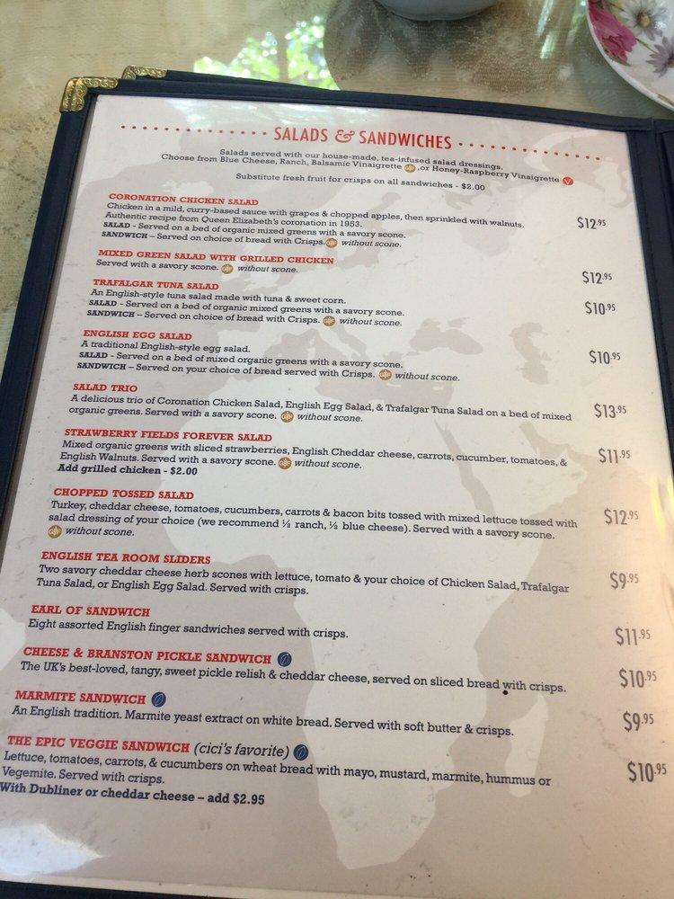 Menu at The English Tea Room & Eatery restaurant, Covington