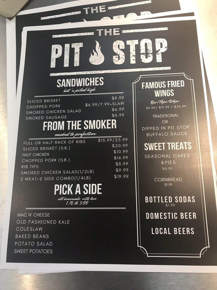 Menu at The Pit Stop Barbecue, Sterling