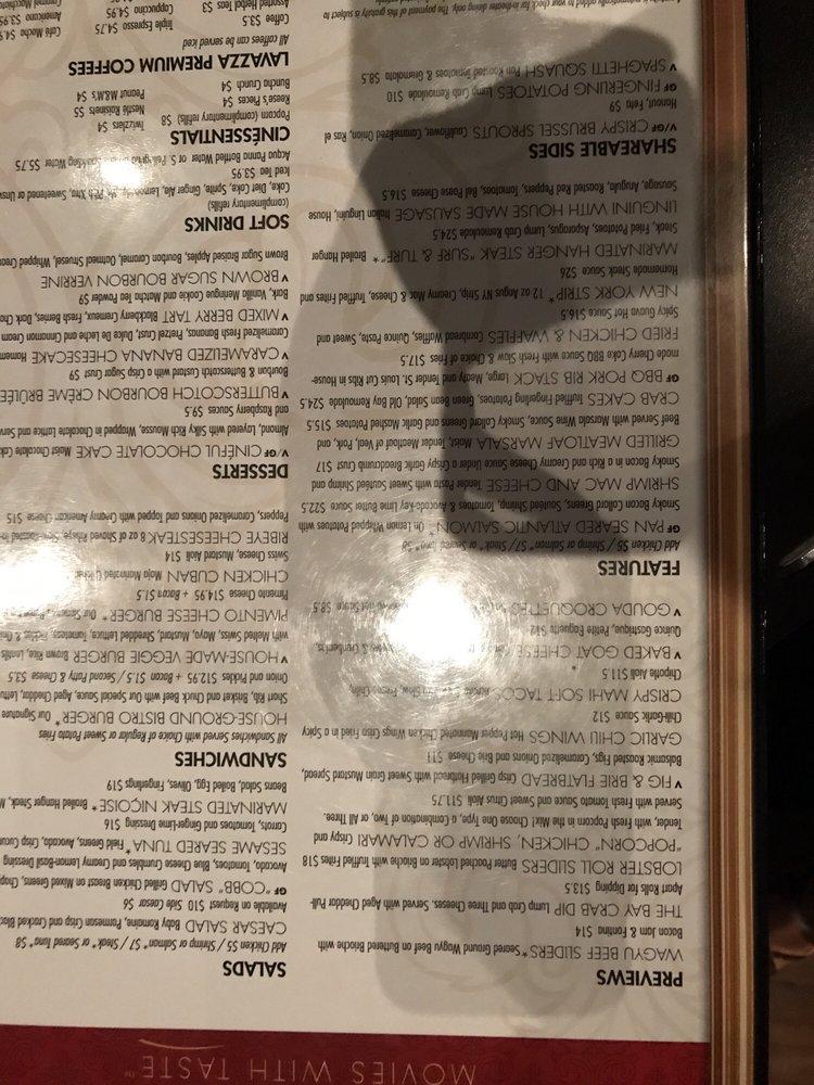 Menu at CMX CinéBistro Stony Point restaurant, Richmond