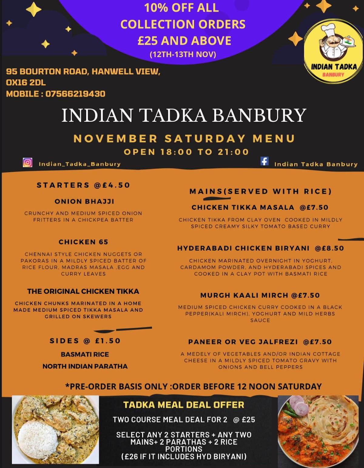 Menu at Indian Tadka Banbury, Banbury