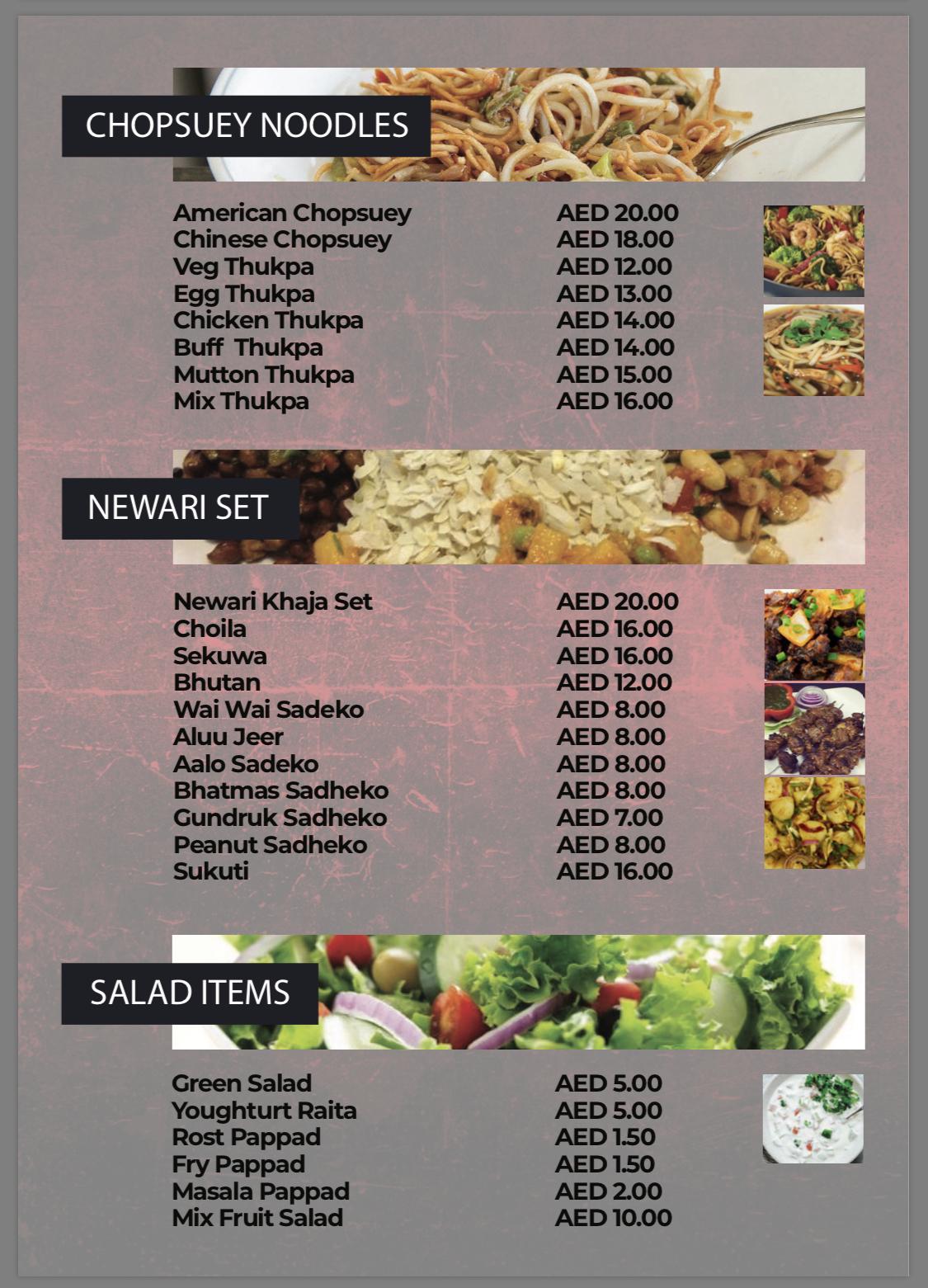 Menu at NAMASTE RESTAURANT, Fujairah, Mahata Street - Hamad Bin Abdulla ...