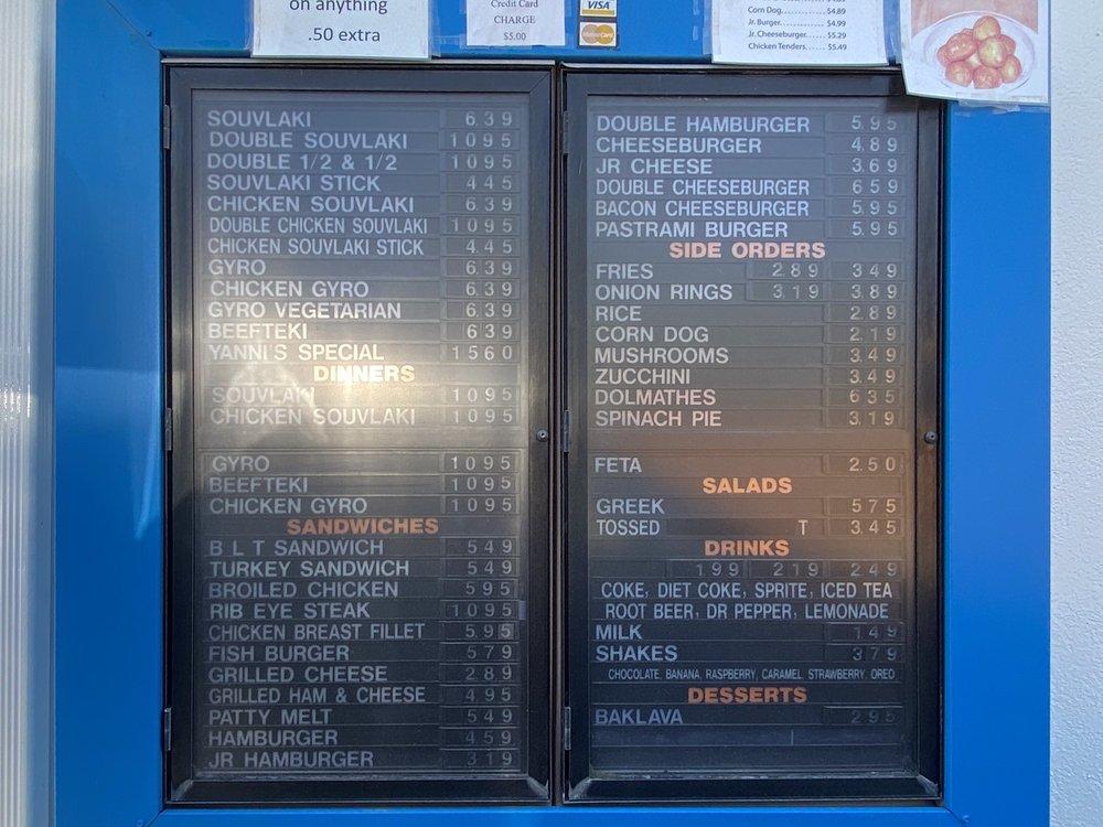 Menu at Yanni's Greek Express restaurant, Salt Lake City