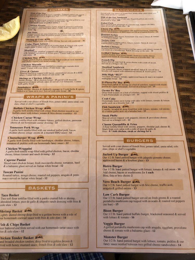 Menu at 2nd Street Bistro pub & bar, Fort Pierce