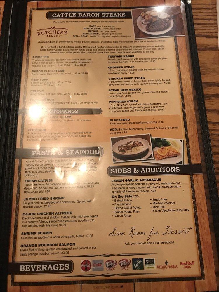 Menu at Cattle Baron, El Paso, Airway Blvd