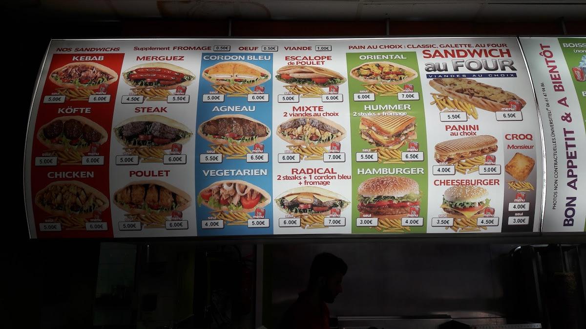 Menu at Istanbul restaurant, Franconville