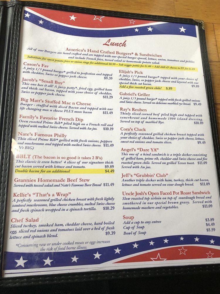 Menu at Matt and Mandy's Family Diner steakhouse, Woodland