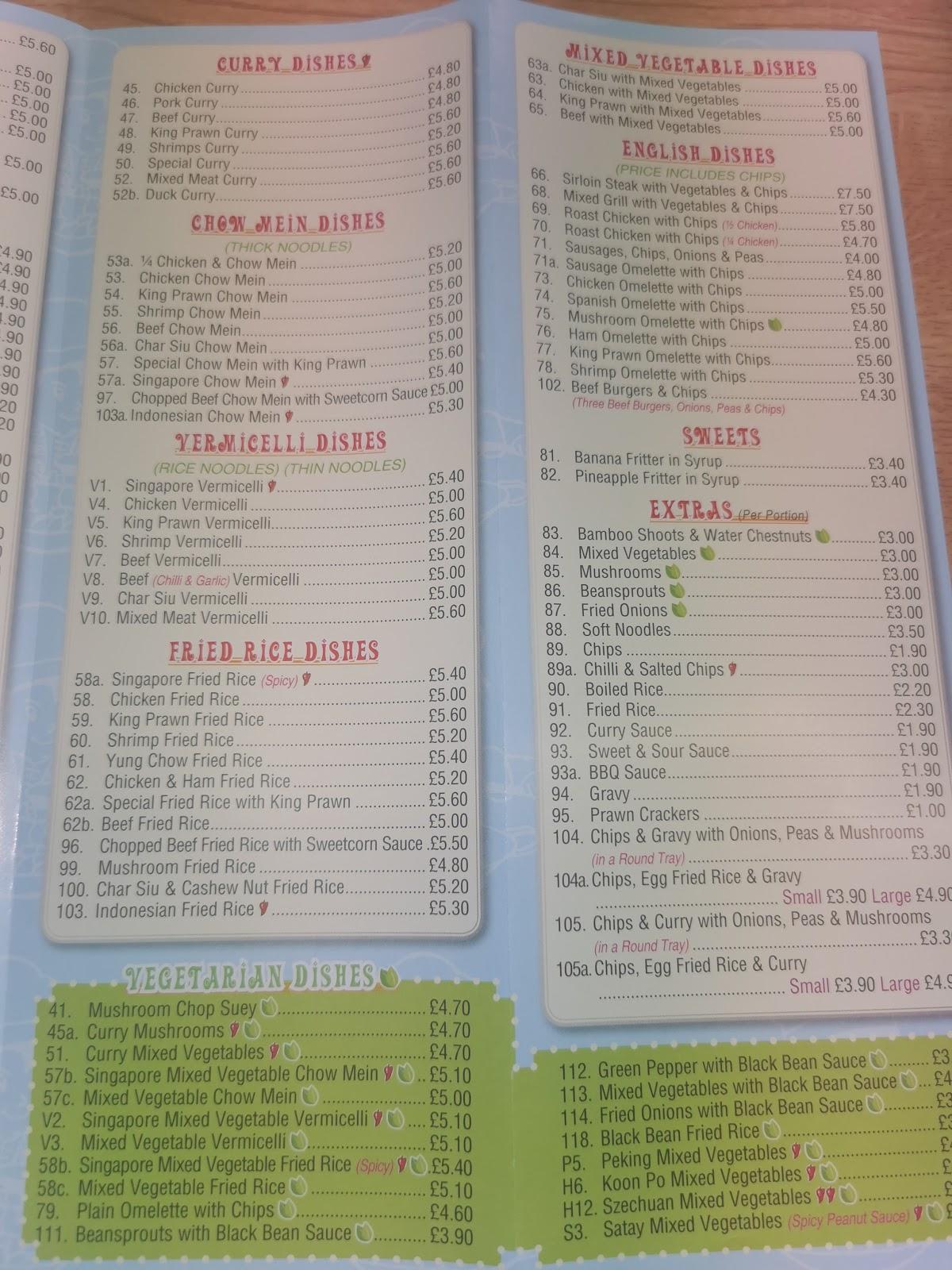 Menu at Mr Chan Chinese Takeaway restaurant, Whitchurch