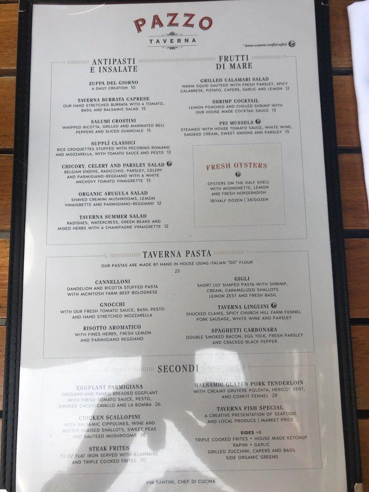 Menu at Pazzo Pizzeria, Stratford