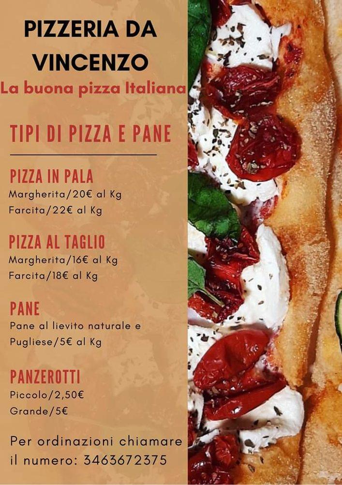 Menu at Pizzeria da Vincenzo, Verona, Piazza Nogara