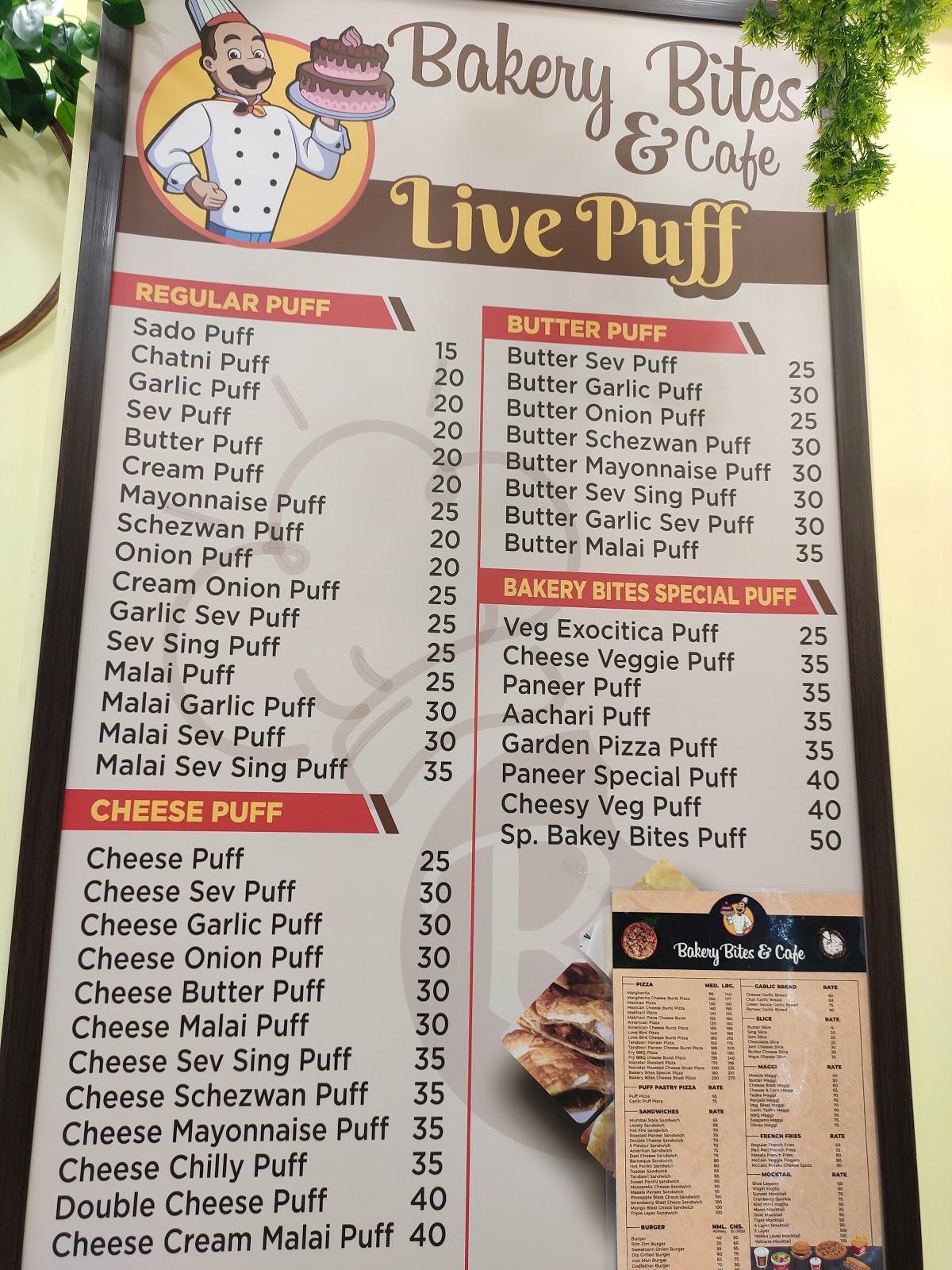 Menu at Bakery Bites and Cafe, Ahmedabad