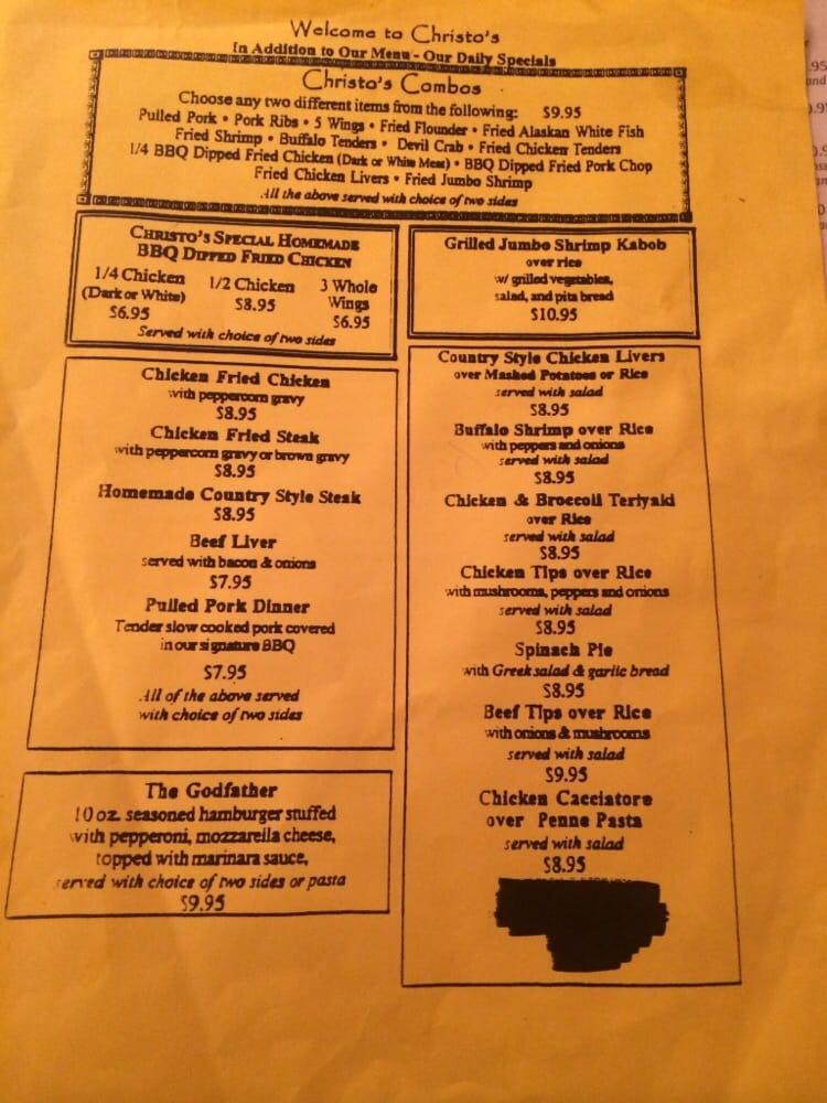 Menu at Christo's Family Restaurant, Concord