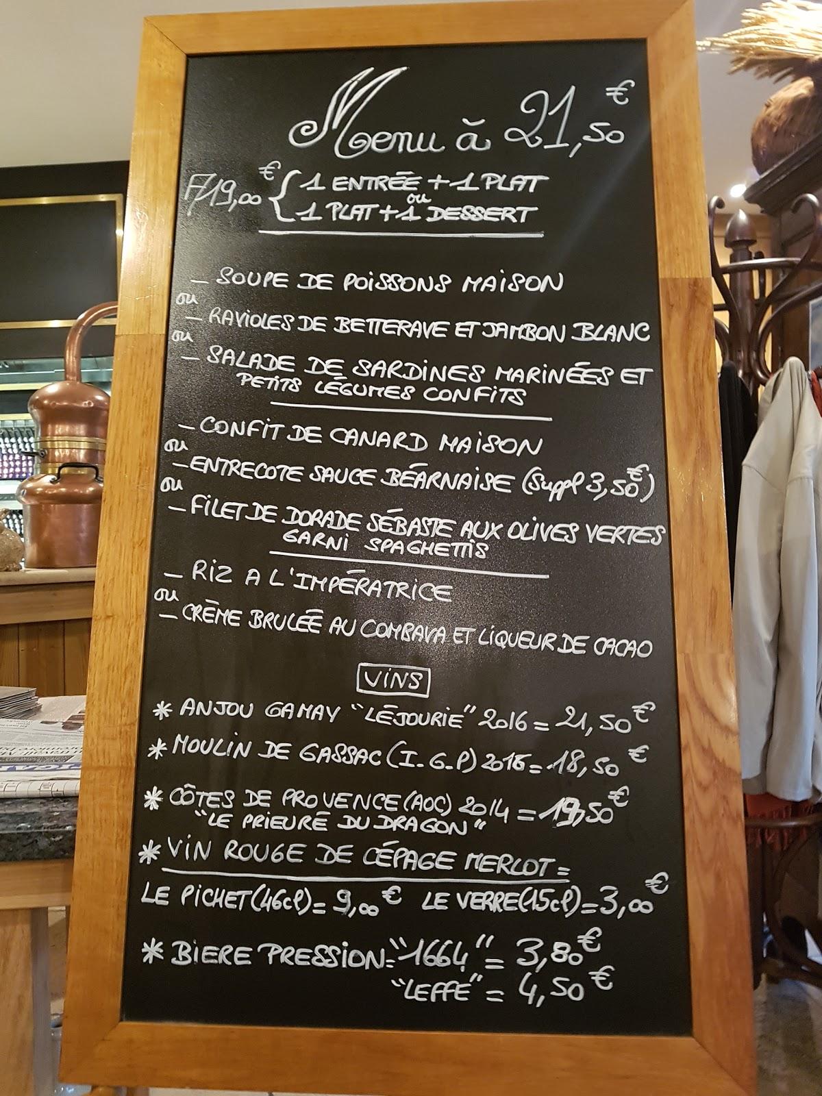Menu at La Ferme Saint Jacques restaurant, Châtellerault