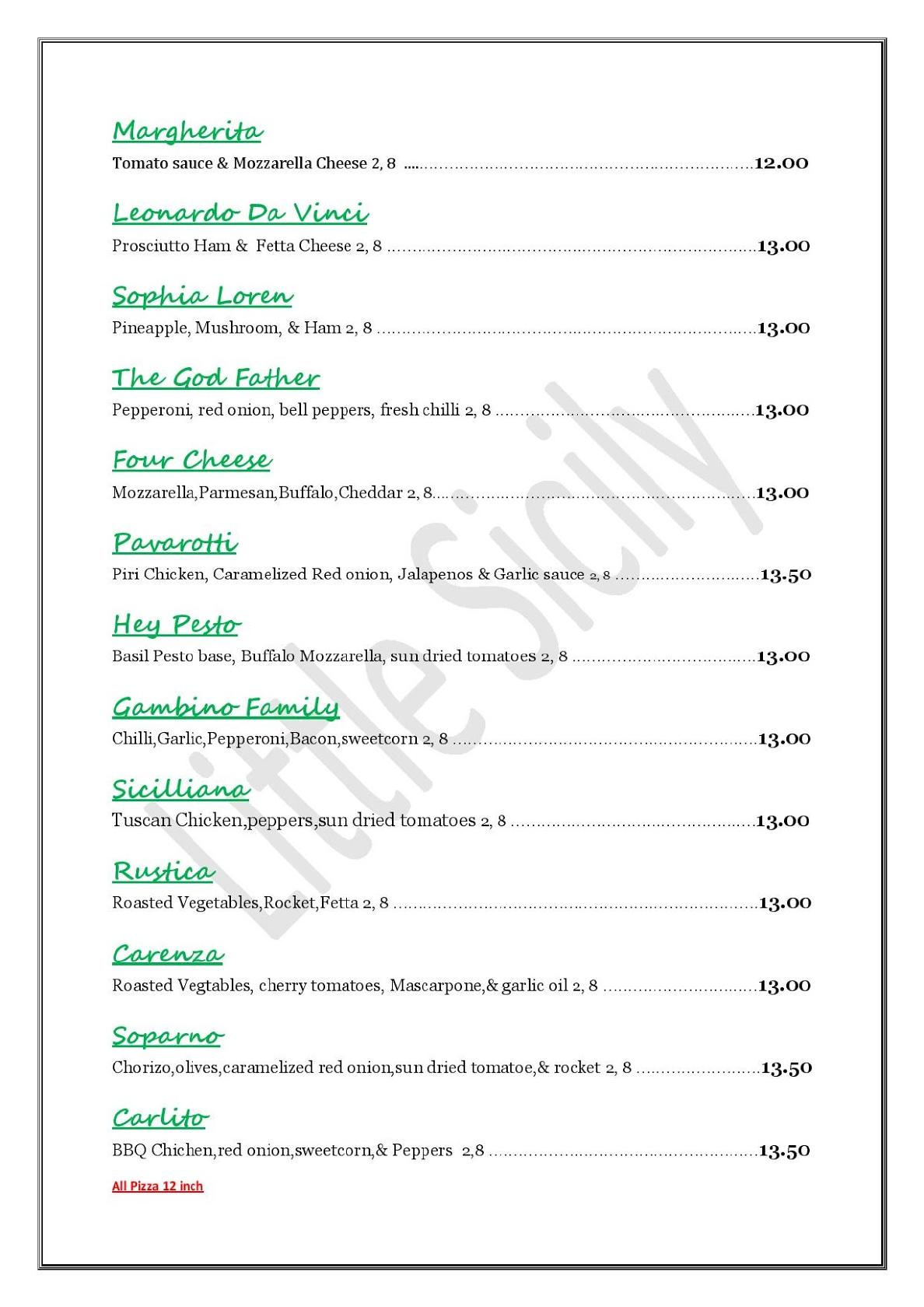 Menu at Little Sicily pub & bar, Navan