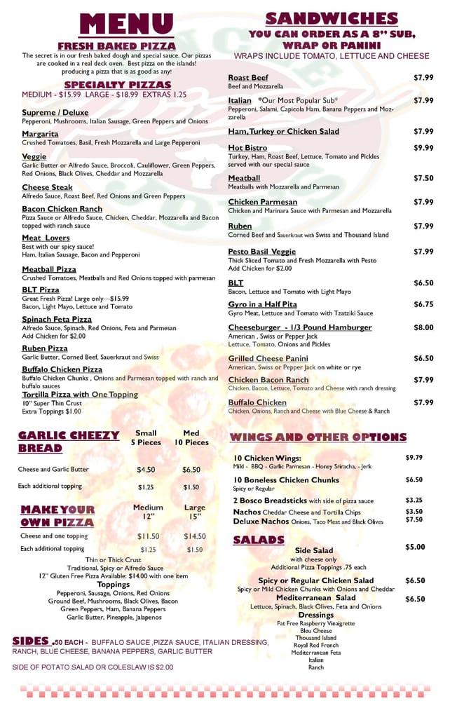 Menu at Middle Bass General Store with Bar and Restaurant, Middle Bass