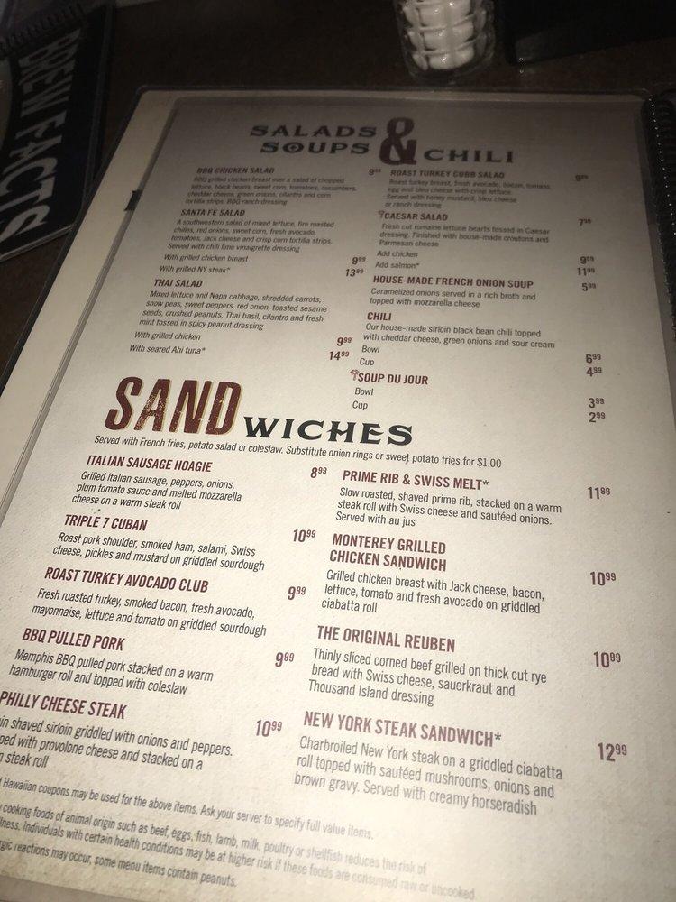 Menu at Triple 7 Restaurant and Microbrewery, Las Vegas