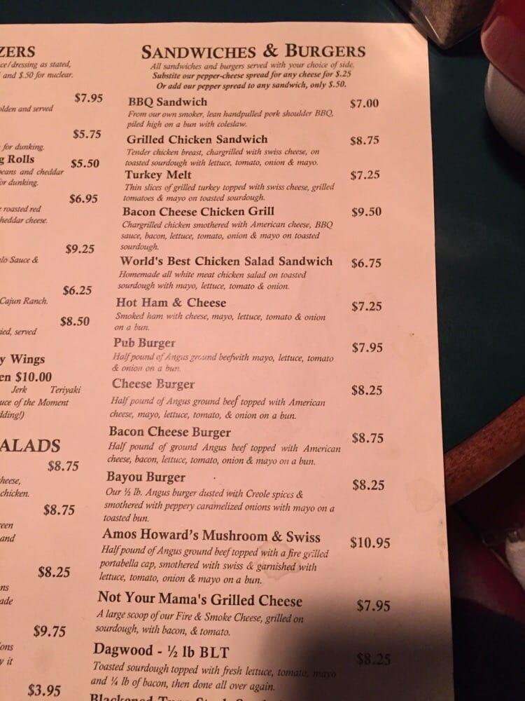 Menu at Amos Howards Brew Pub, Hickory