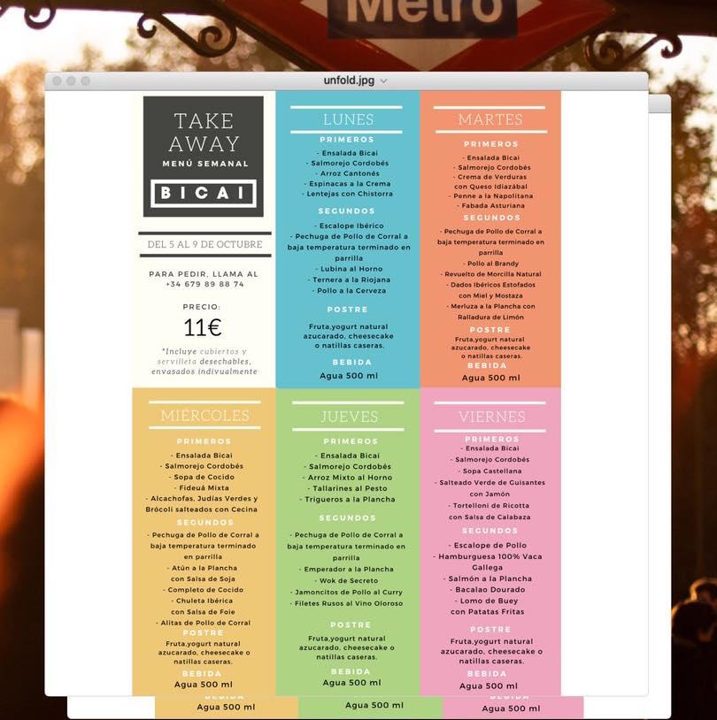 Carta de Bicai | Restaurante en Moda Shopping, Madrid, Plaza Carlos ...