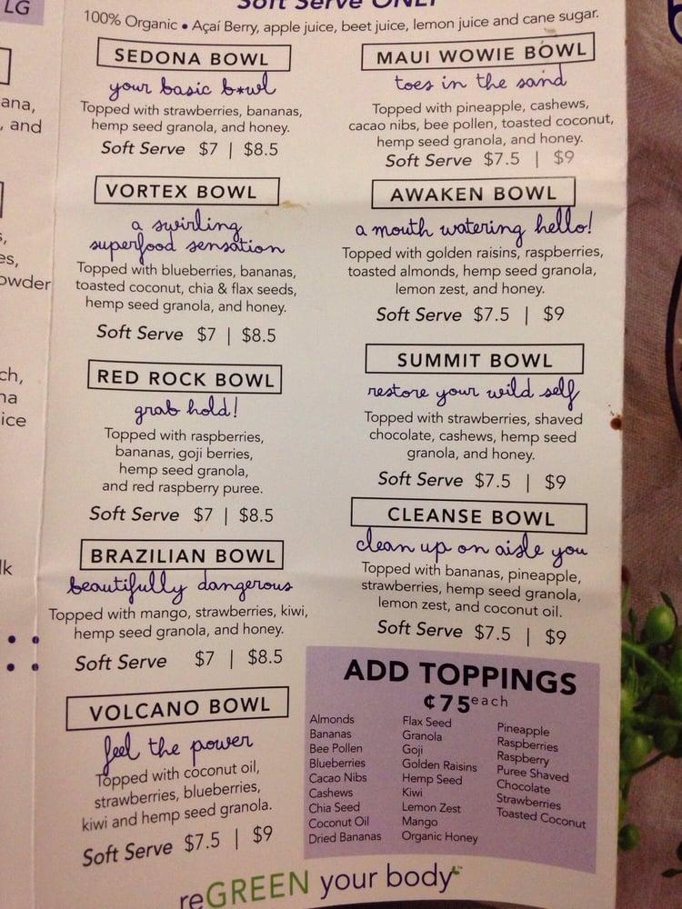 Menu at Berry Divine Acai Bowls pub & bar, Tempe, 960 N Scottsdale Rd #101