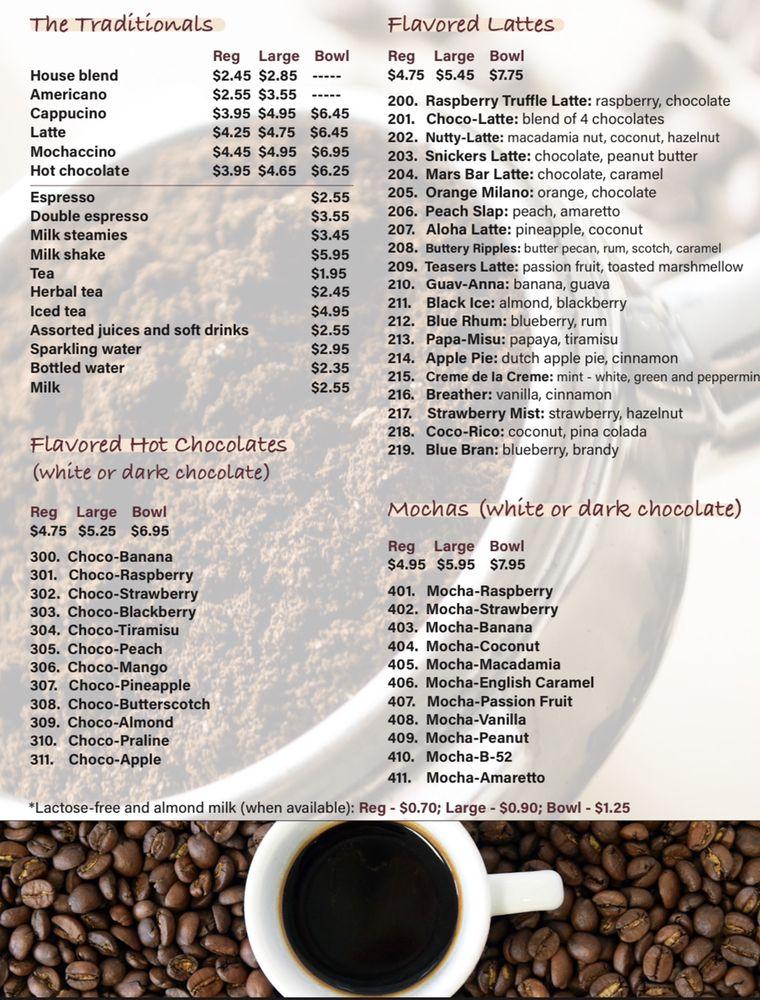 Menu au Café Choco-Latté, Montréal, Dollard Ave