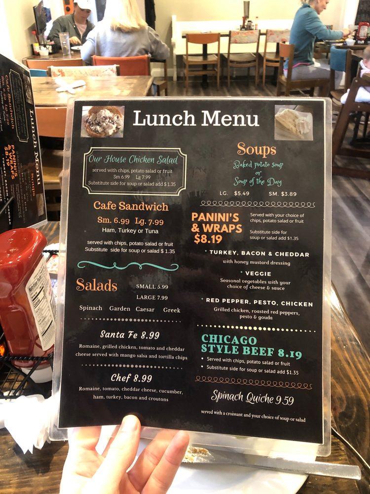 Menu at Café on the Abbey cafe, Columbia