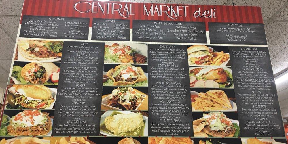 Menu at Central Market restaurant, Oceano