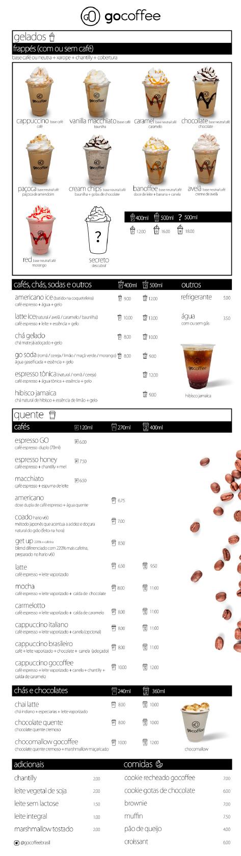 Menu em Go Coffee Juvevê, Curitiba