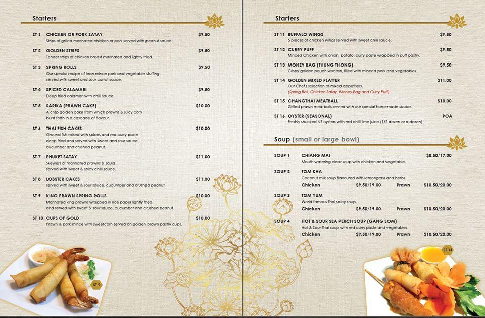 Menu at Golden Silk Thai Hobsonville Branch restaurant, Auckland, 124 ...