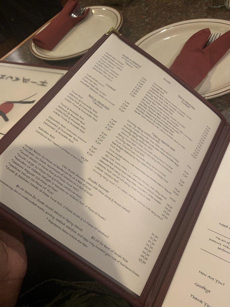 Menu at Hibachi Japanese Steak House restaurant, Dover