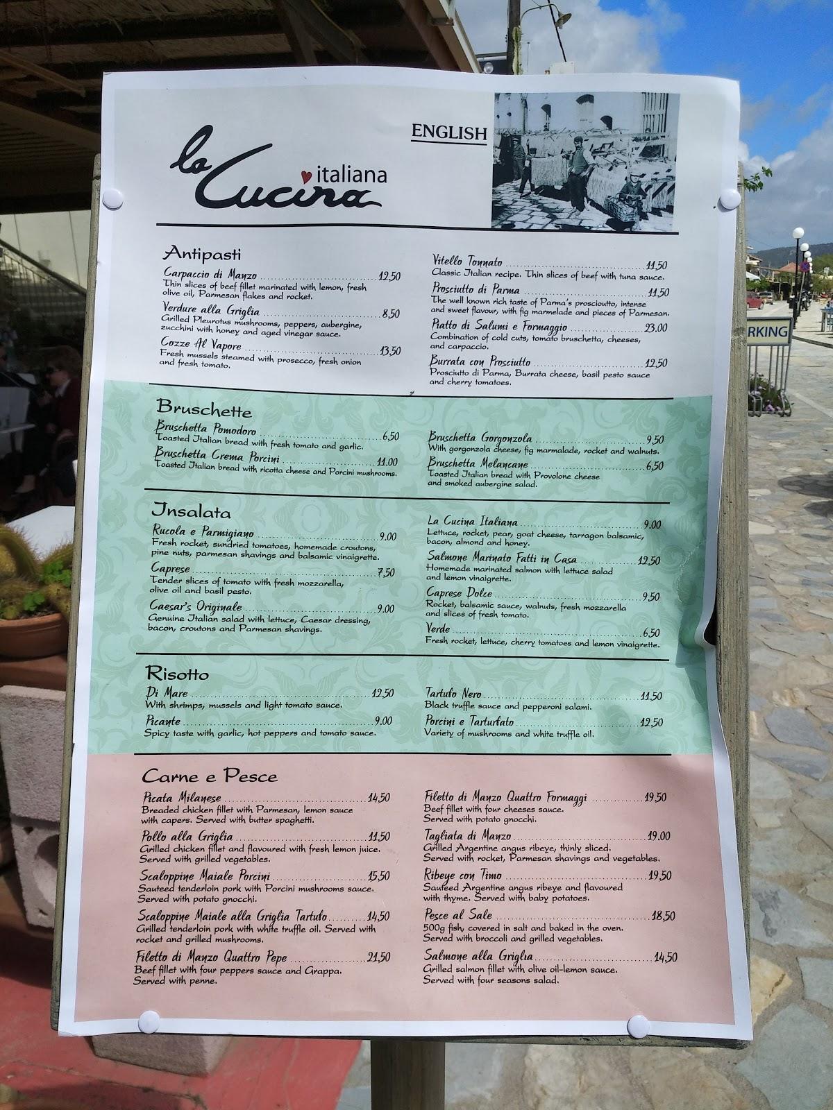 Menu at Ionis cafe, Gialova