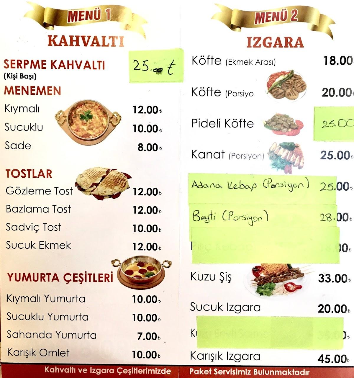 Menu at Konak Izgara-Kahvaltı, Ankara