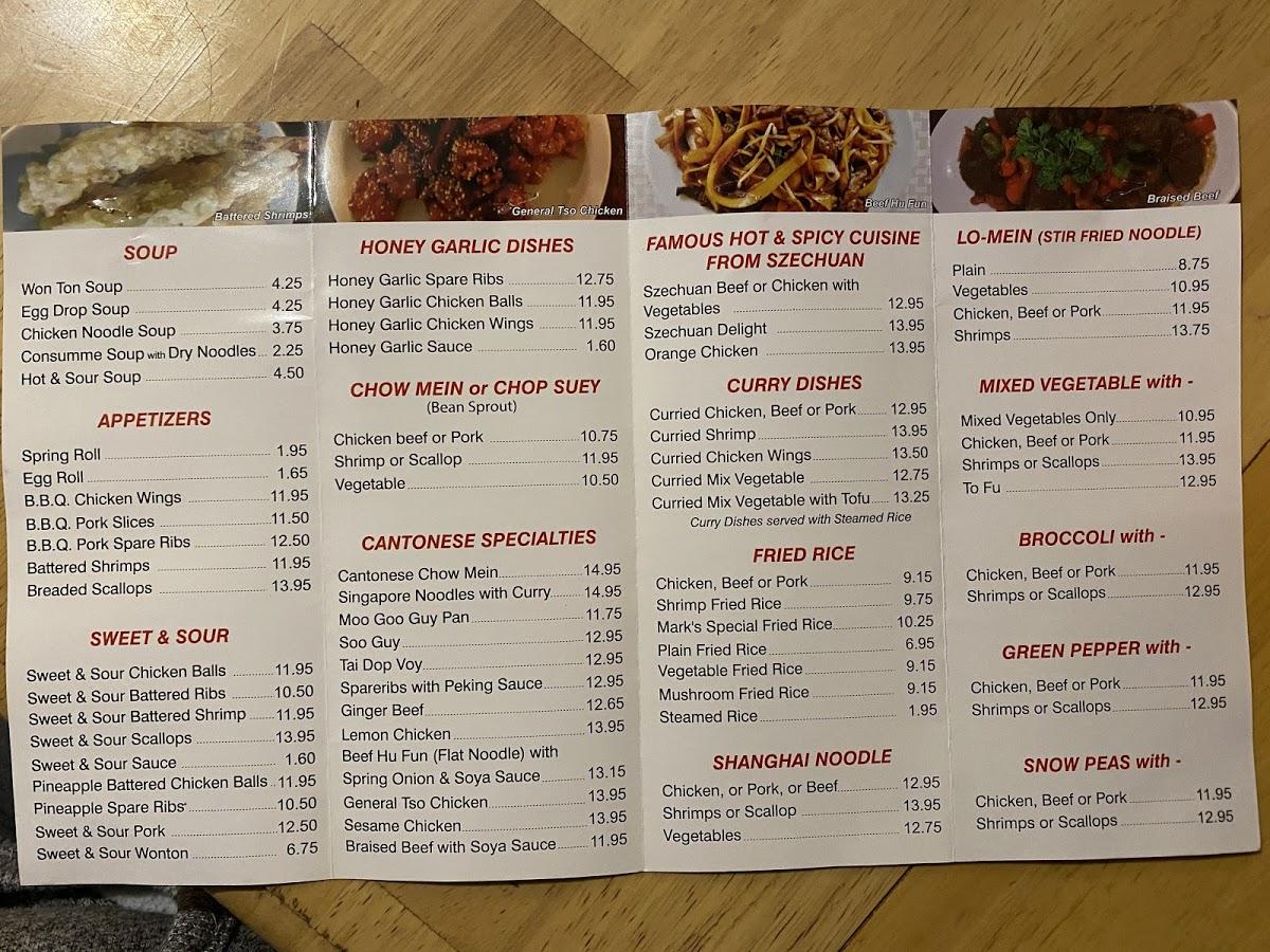Menu at Mark's Restaurant, Minden