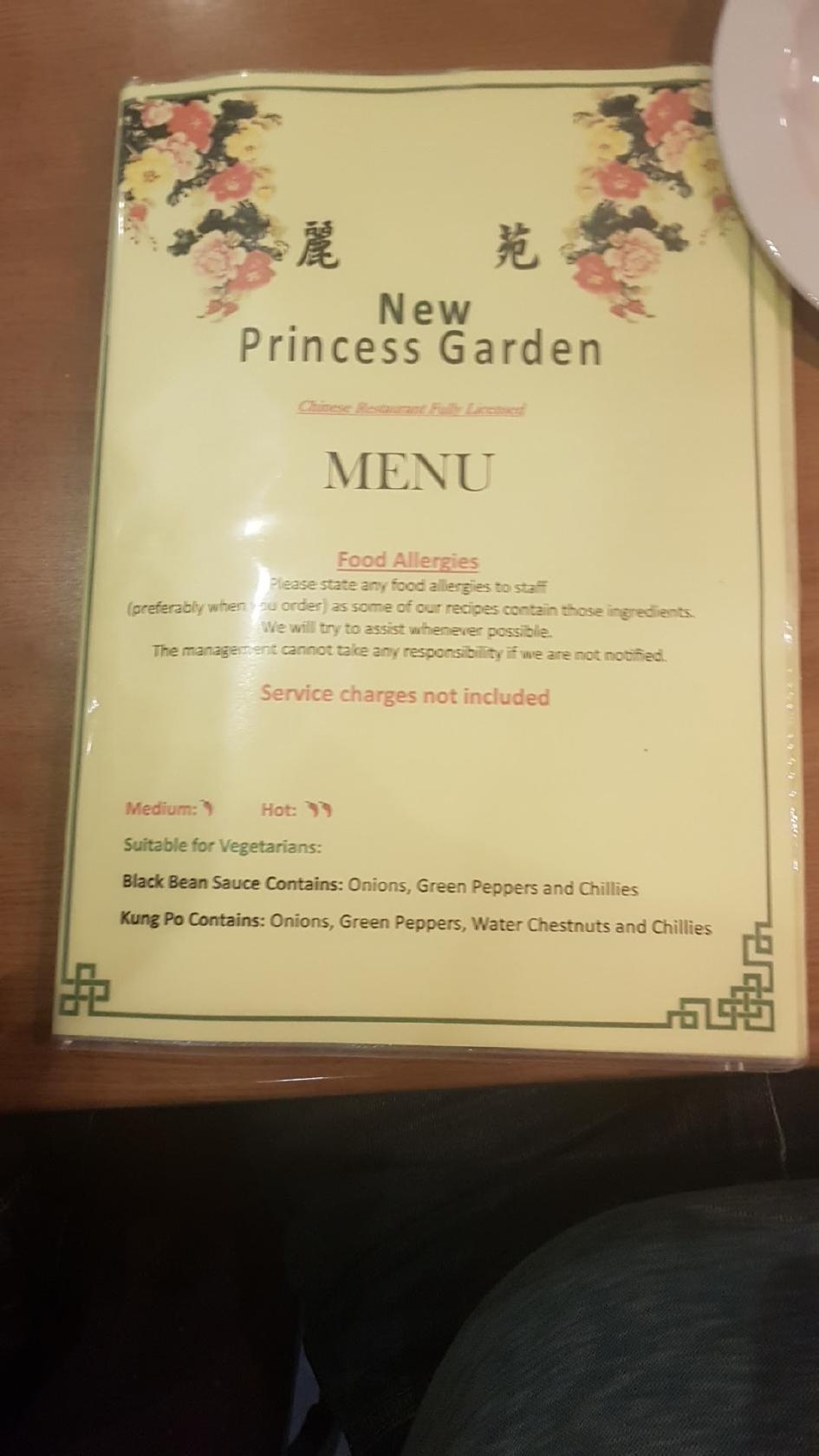 Menu at New Princess Garden restaurant, Dartford, Princesses Parade
