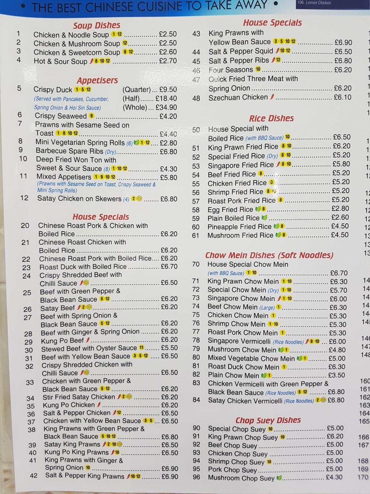 Menu at PO Lee fast food, Hook, High St