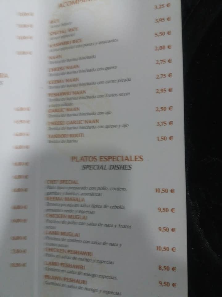 Menu at Restaurante Shere Khan, Moncada
