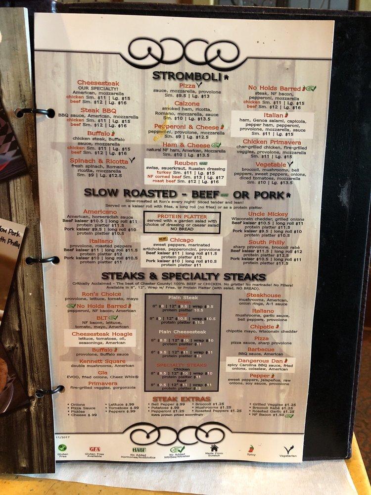 Menu at Ron's Original Bar & Grille, Exton