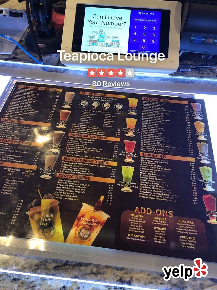 Carta del pub y bar Teapioca Lounge, Round Rock