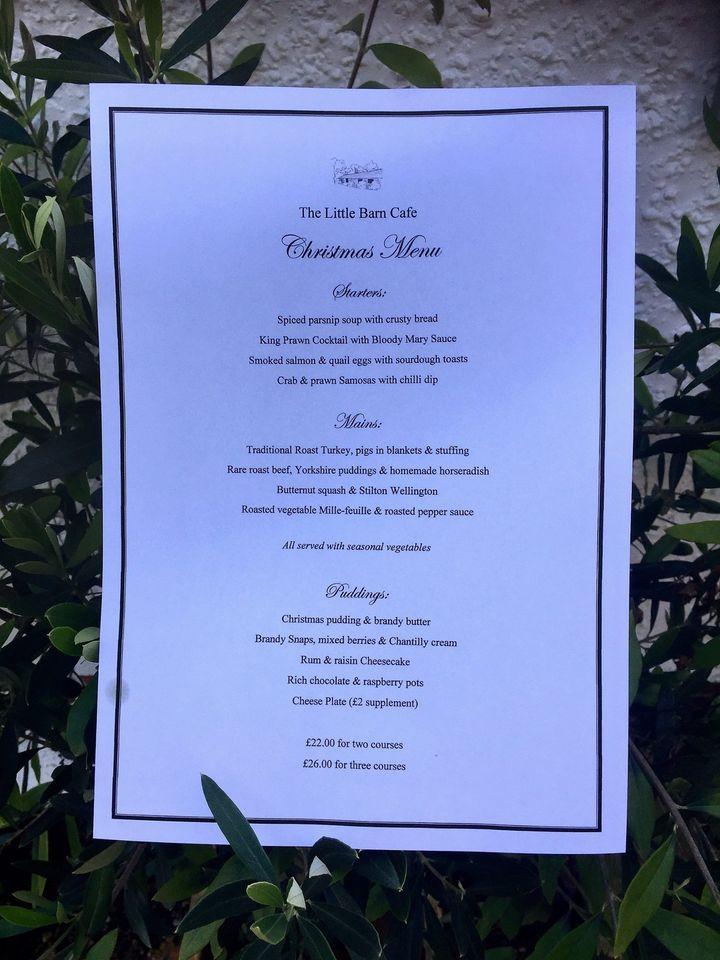Menu at The Little Barn Cafe, Elstead