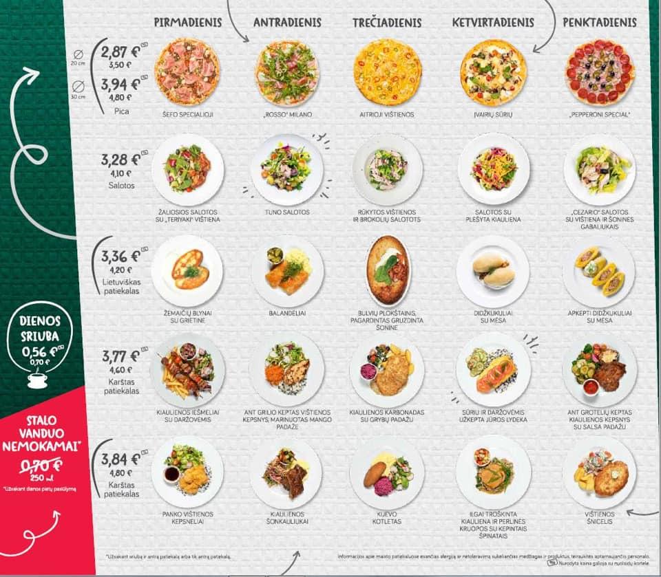 Menu at Charlie Pica Kėdainiai restaurant, Kėdainiai