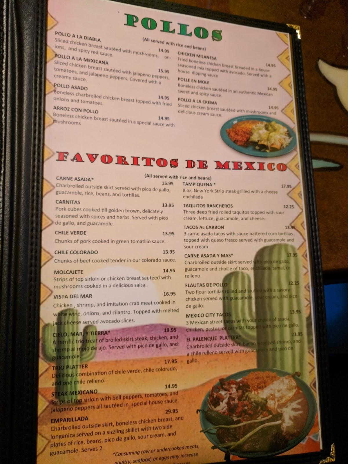 Menu at El Palenque Mexican Restaurant and Cantina, Corvallis
