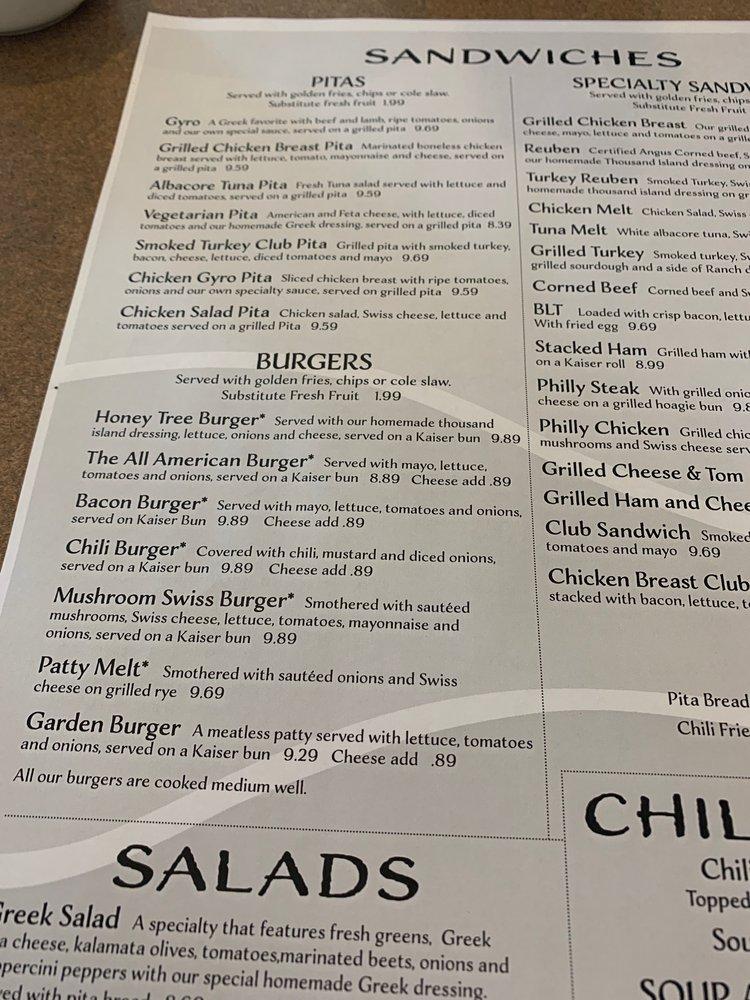 Menu at Honey Tree Cafe, Sarasota