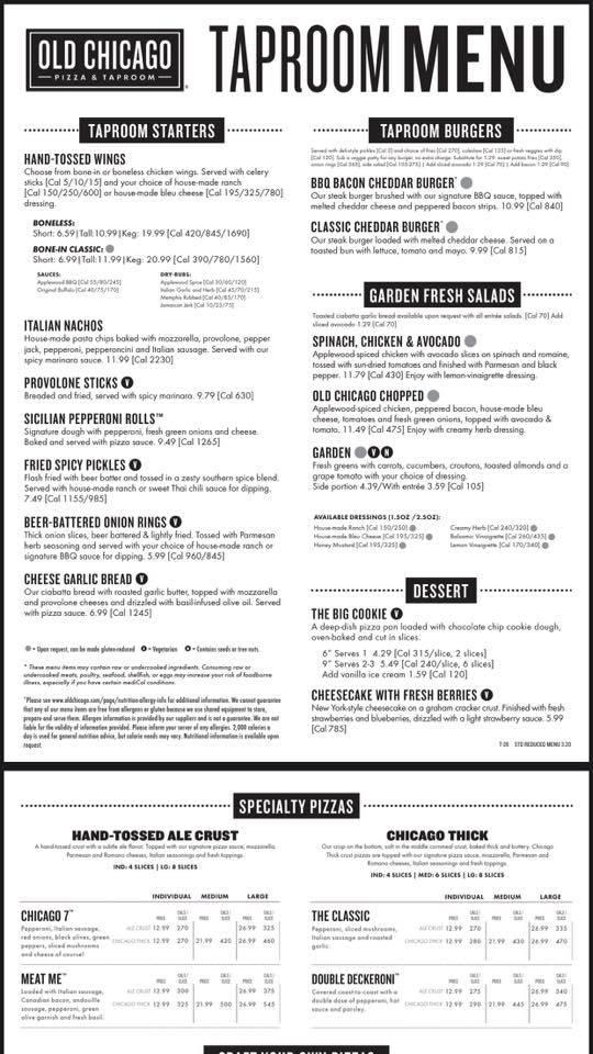 Menu at Old Chicago Pizza + Taproom pub & bar, Rogers