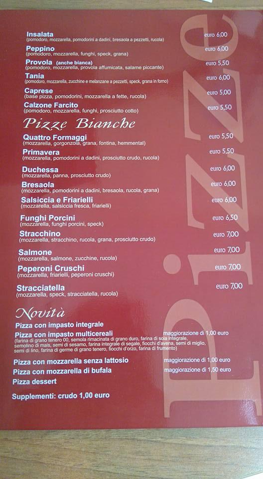 Menu at Pizzeria Da Vincenzo, Ferrandina