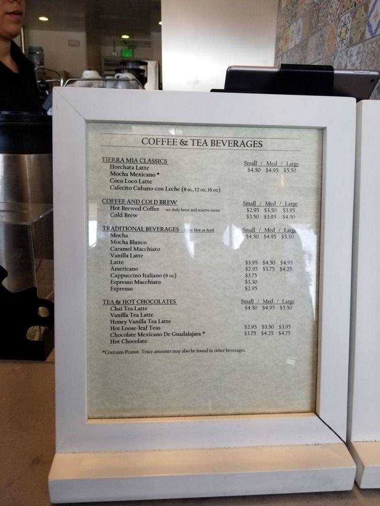 Carta del restaurante Tierra Mia Coffee Drive Thru, El Monte