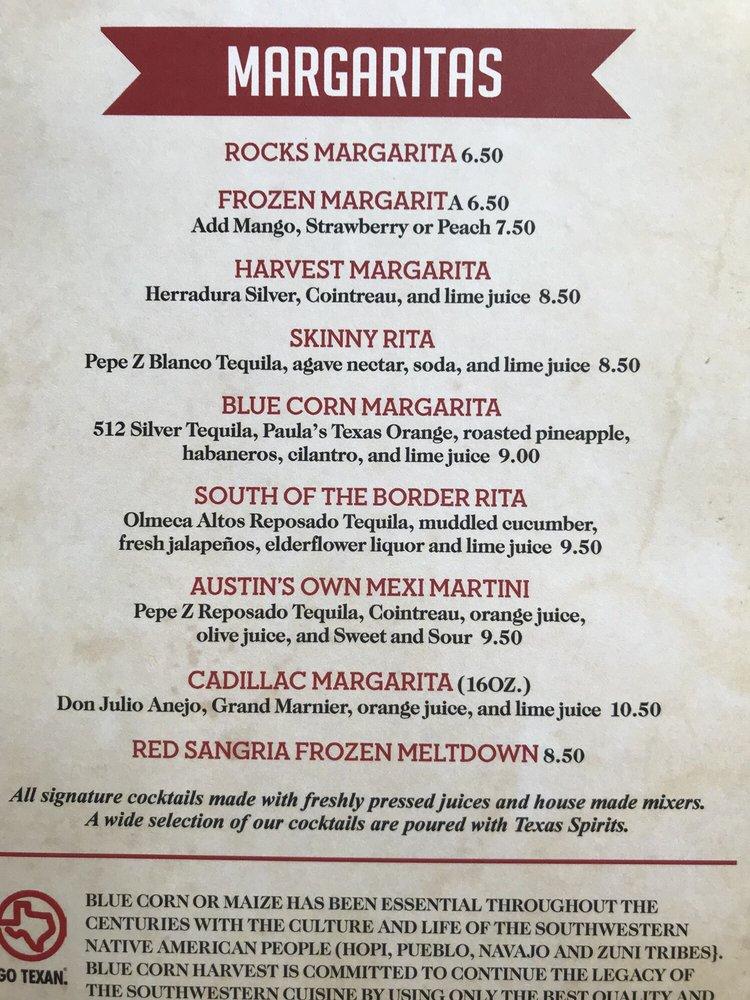 Menu at Blue Corn Harvest Bar & Grill, Georgetown, Georgetown